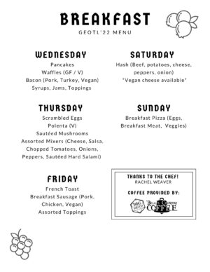 Great Escape on the Lake – Meals – Great Escape Adventures ~ Board ...