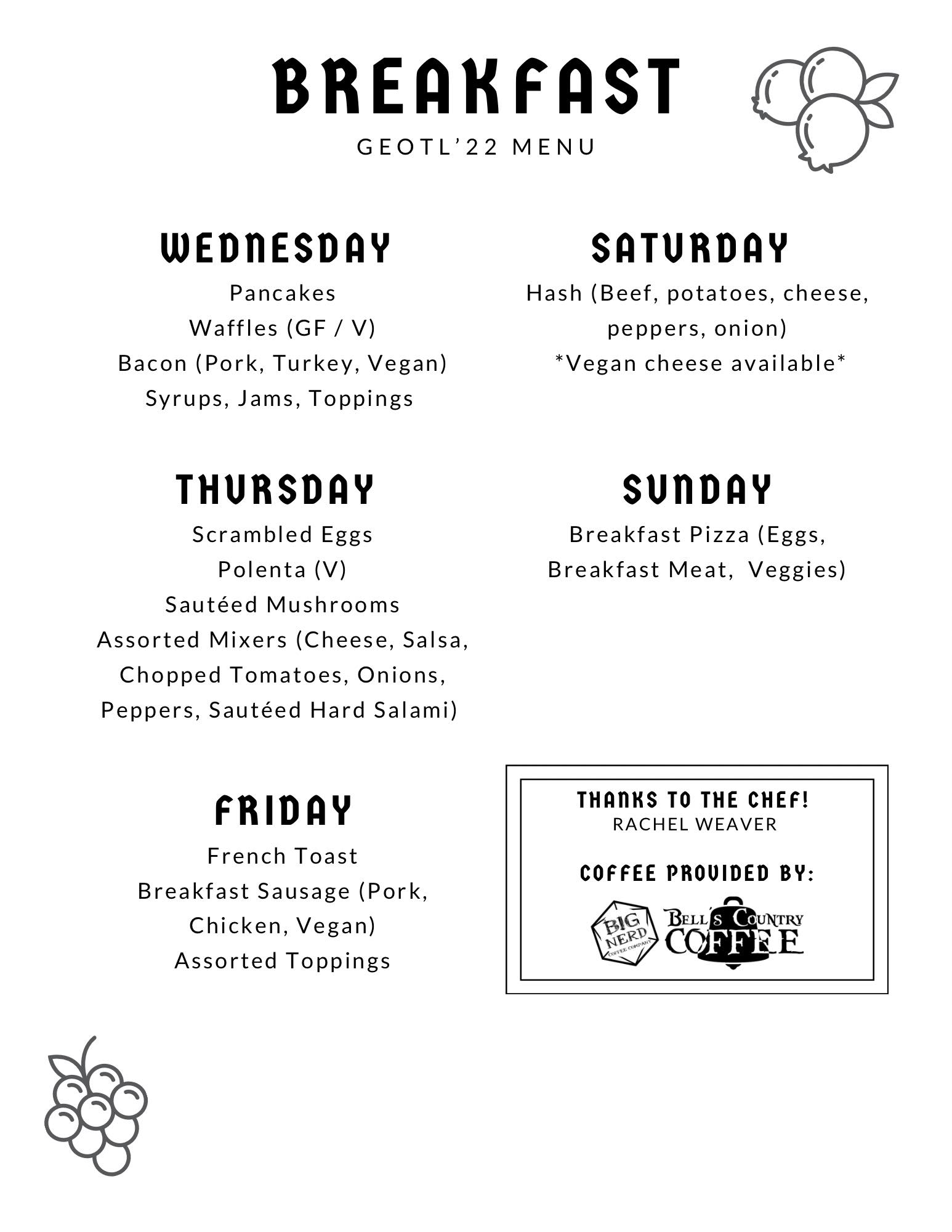 Great Escape on the Lake – Meals – Great Escape Adventures ~ Board ...